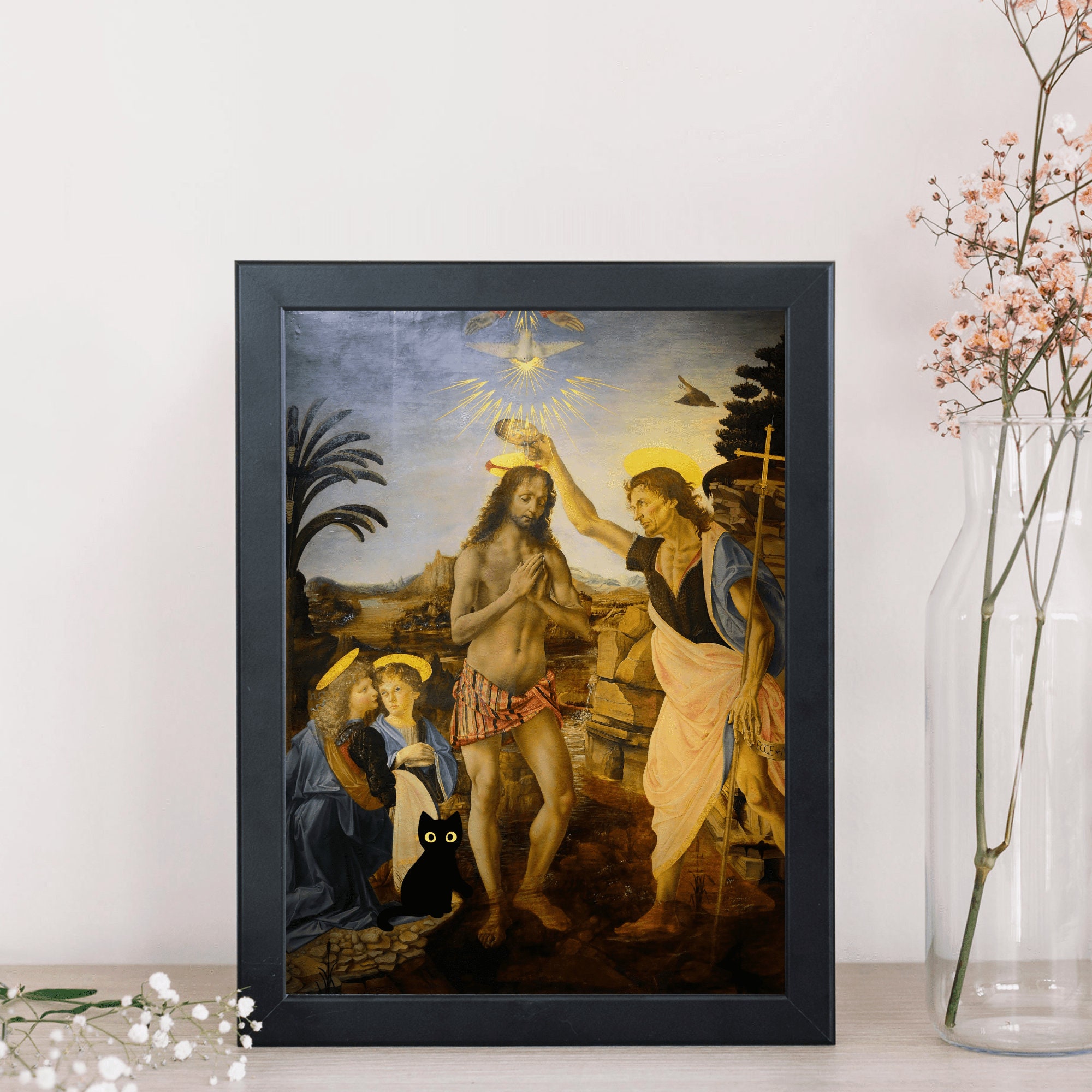 Baptism of Jesus 1475 Leonardo Da Vinci Wall Art, Digital Print Cat ...