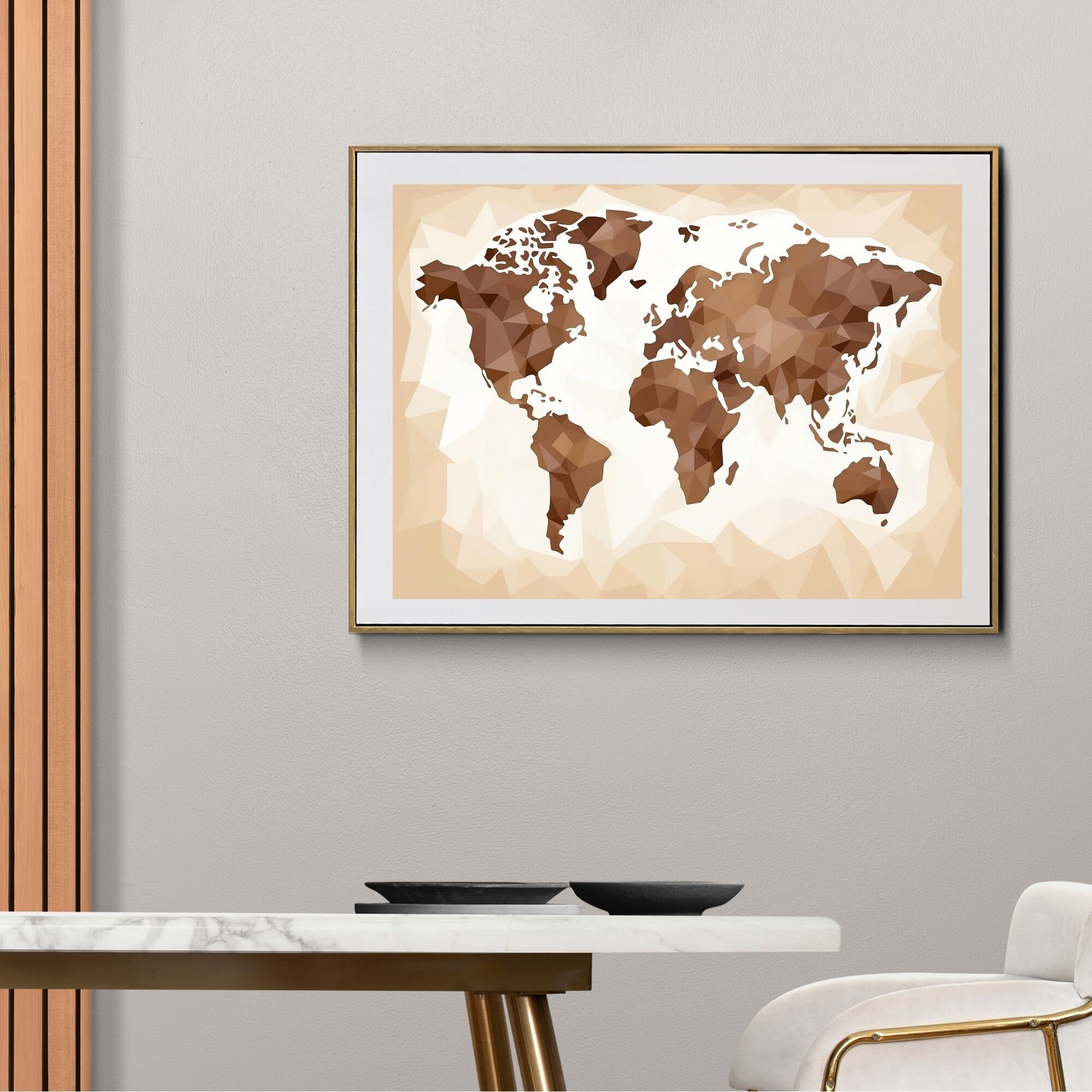 Beige World Map Henri Matisse Print Beige Wall Art Map of the World Tan ...