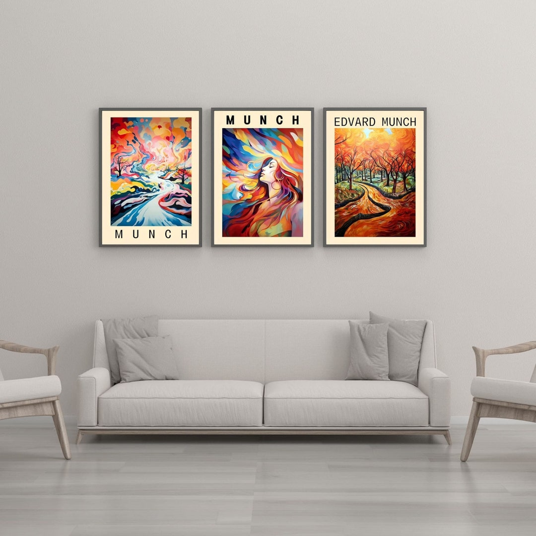 Edvard Munch 3 Piece Wall Art Poster Abstract Art Print Set of - Etsy