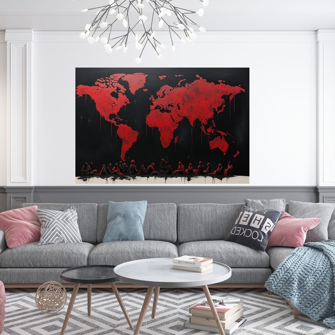World Map Poster Modern Wall Art Print Exclusive World Map Wall Art ...