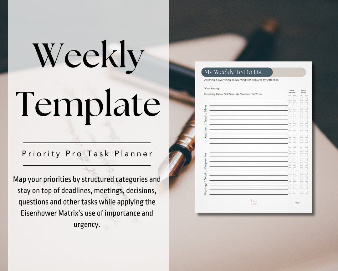 Priority Pro Task Planner printable Template Slate - Etsy