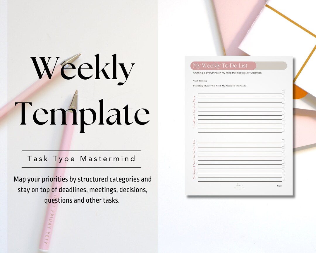 Task Type Mastermind printable Template Dusty Rose - Etsy