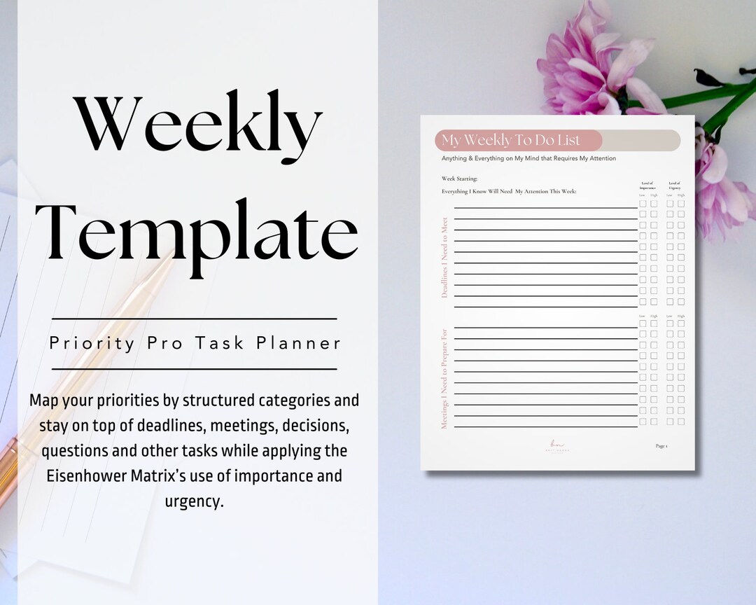 Priority Pro Task Planner printable Template Dusty Rose - Etsy