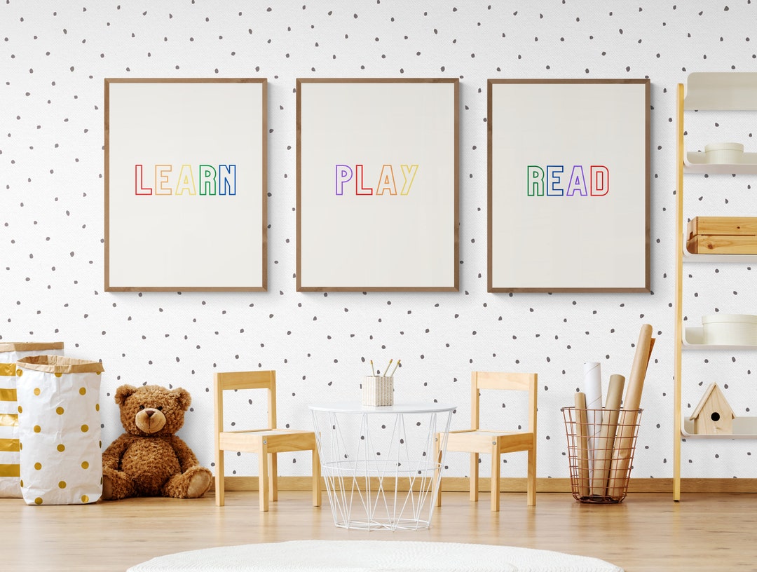 Rainbow Learn Play Read, Fun Kids Wall Art Print - Etsy