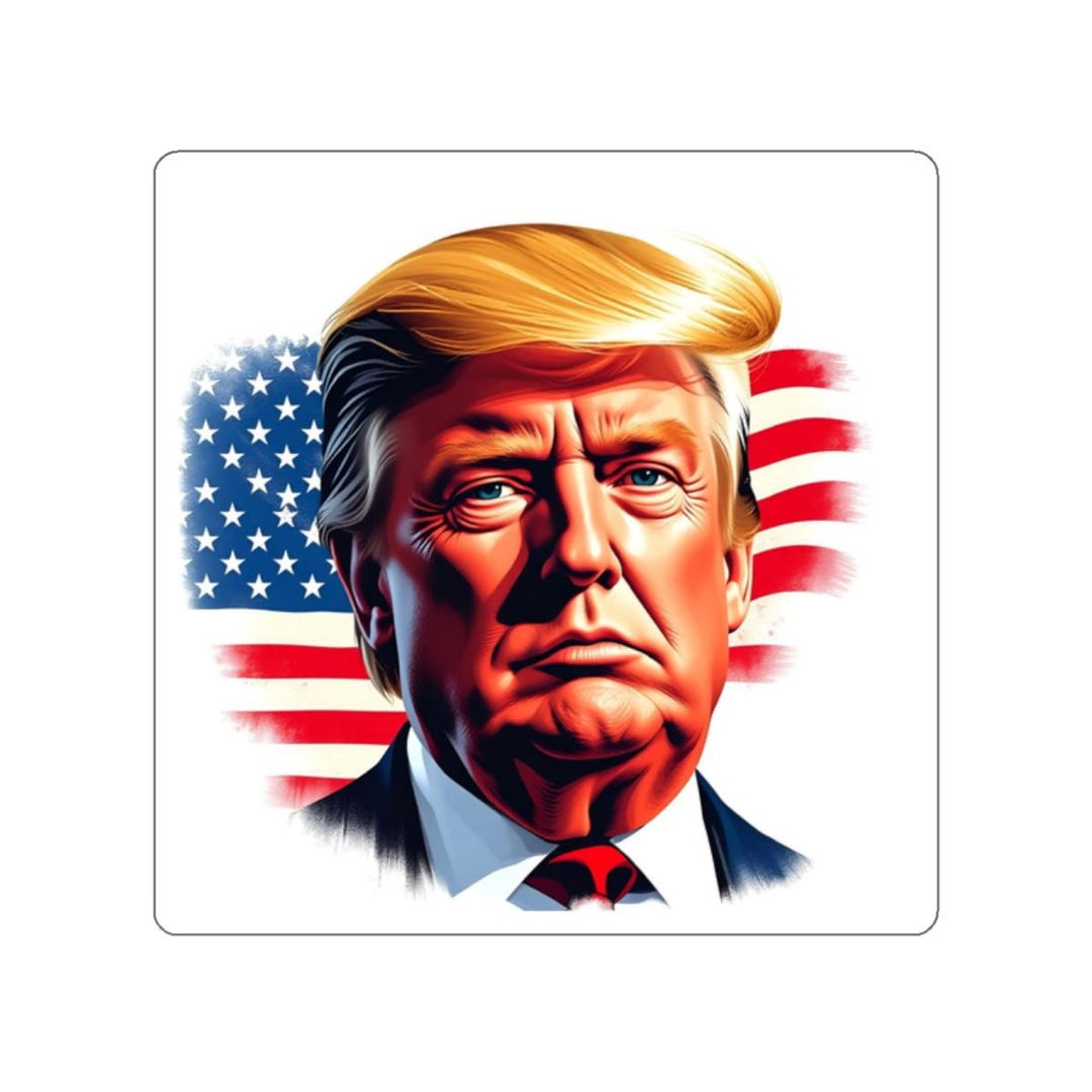 Trump American Flag Sticker, Patriotic Political Decal, President USA ...