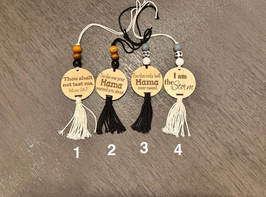 Engraved Wood Car Charm: Boho Rearview Mirror Ornament - Etsy