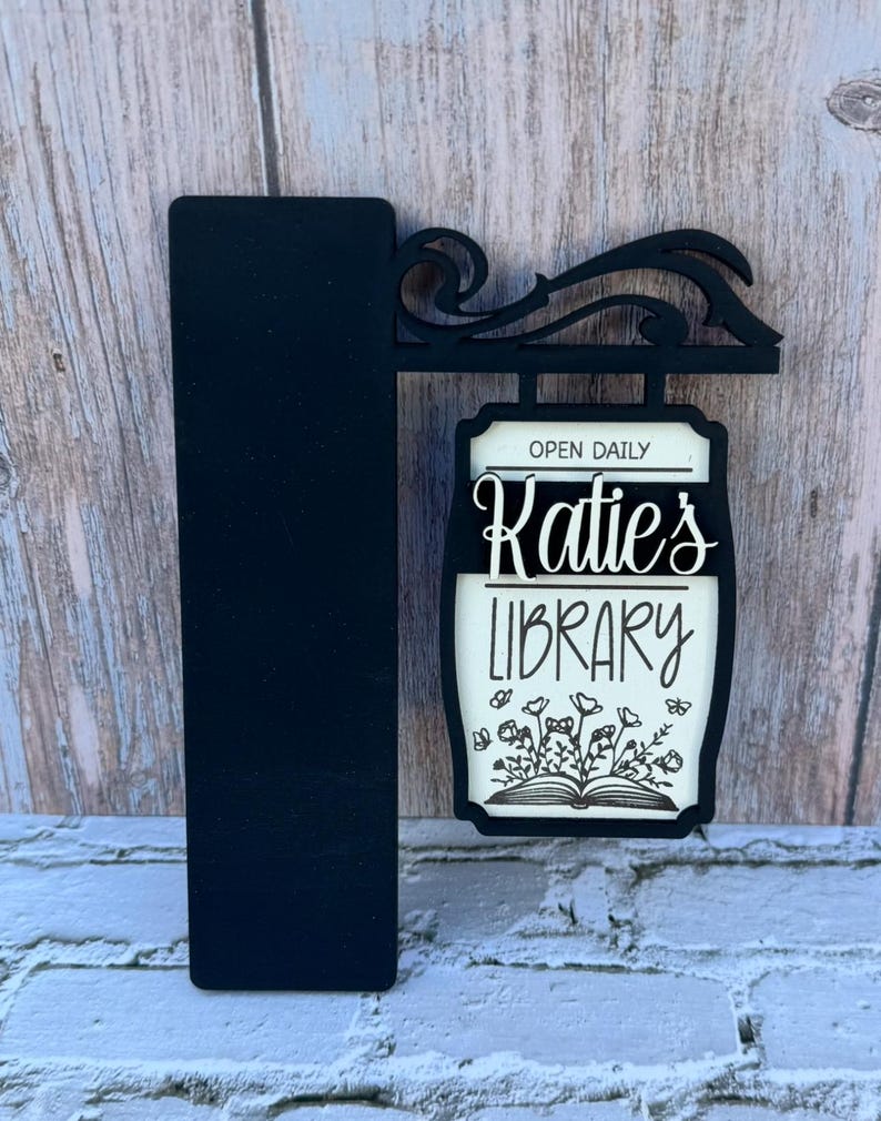Personalized Library Bookshelf Sign: Custom Name Book Lover Gift - Etsy