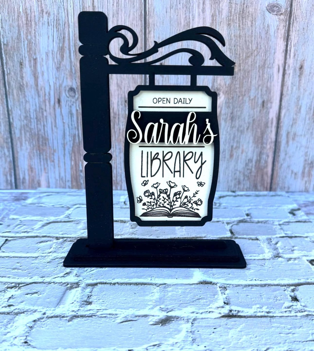 Personalized Library Sign, Personalized Book Decor, Custom Book Gift ...