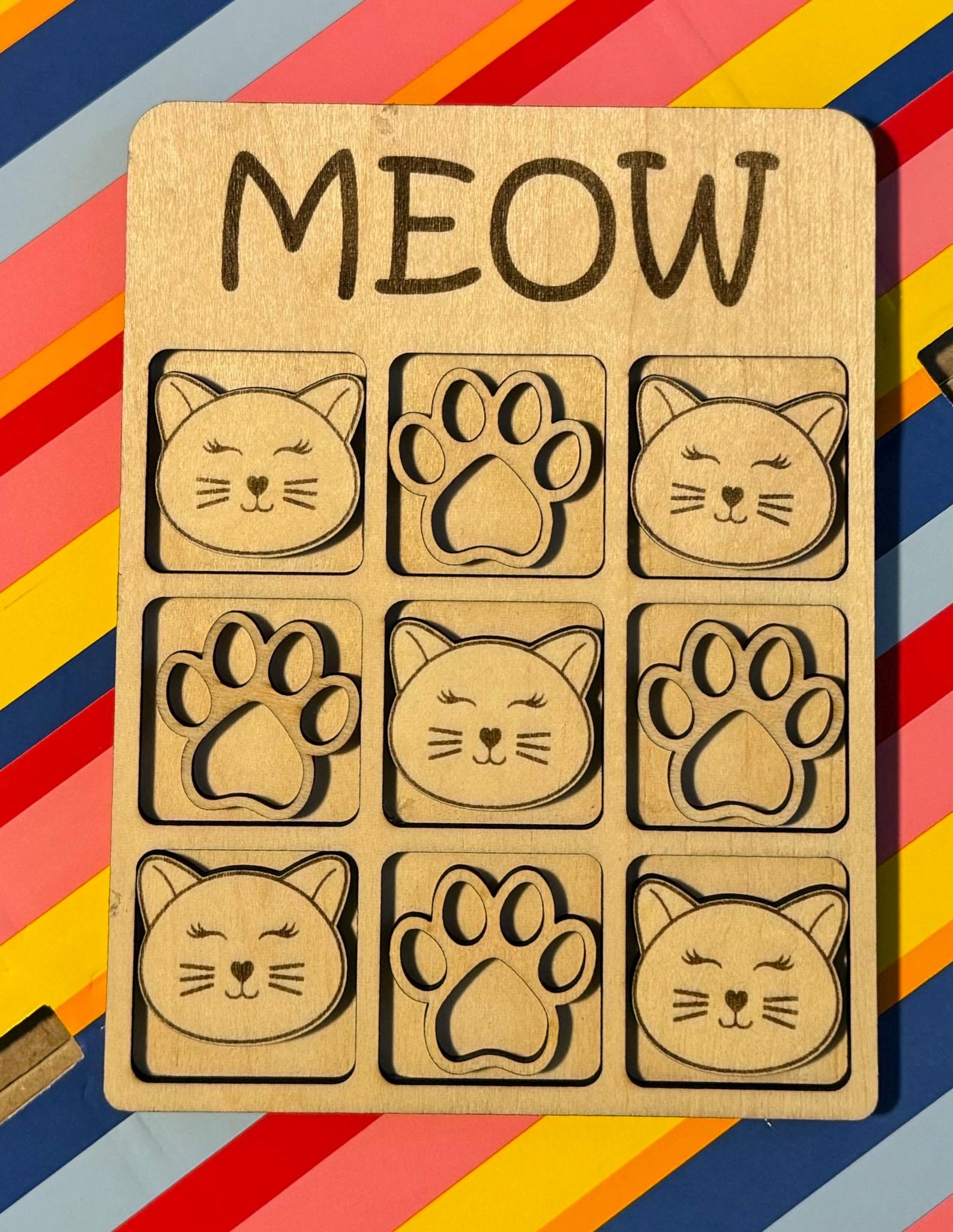 Tic Tac Toe Game, Wooden Tic Tac Toe, Dog Paw Tic Tac Toe, Cat Paw Tic ...