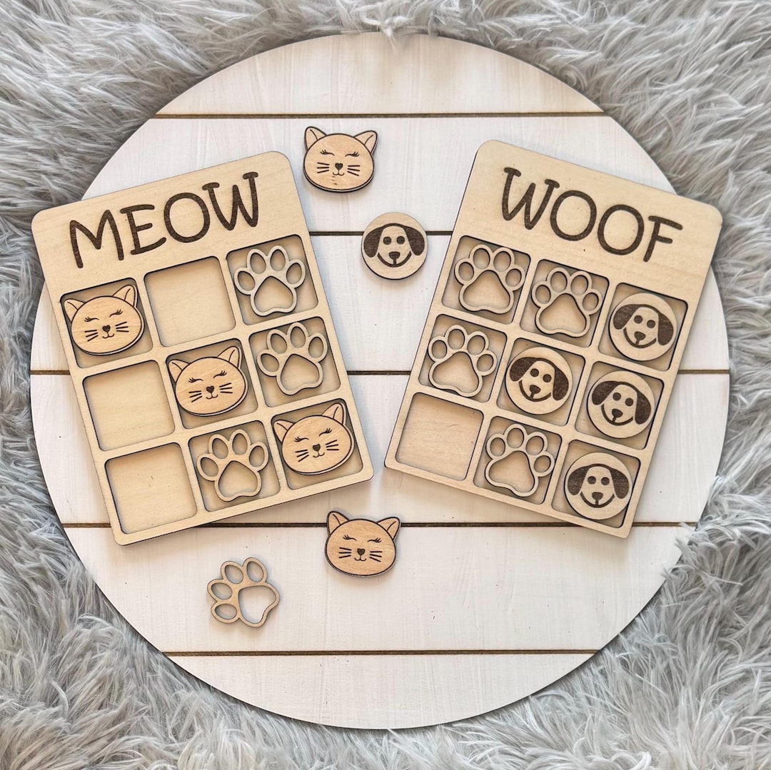 Pet Tic Tac Toe Game, Wooden Tic Tac Toe, Dog Paw Tic Tac Toe, Cat Paw ...