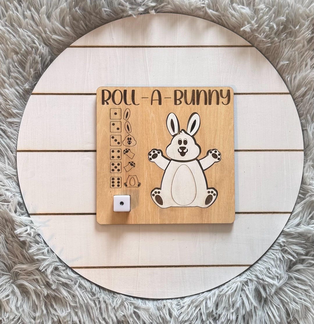 Roll a Bunny Game, Engraved Easter Bunny Puzzle, Fun Easter Game for ...