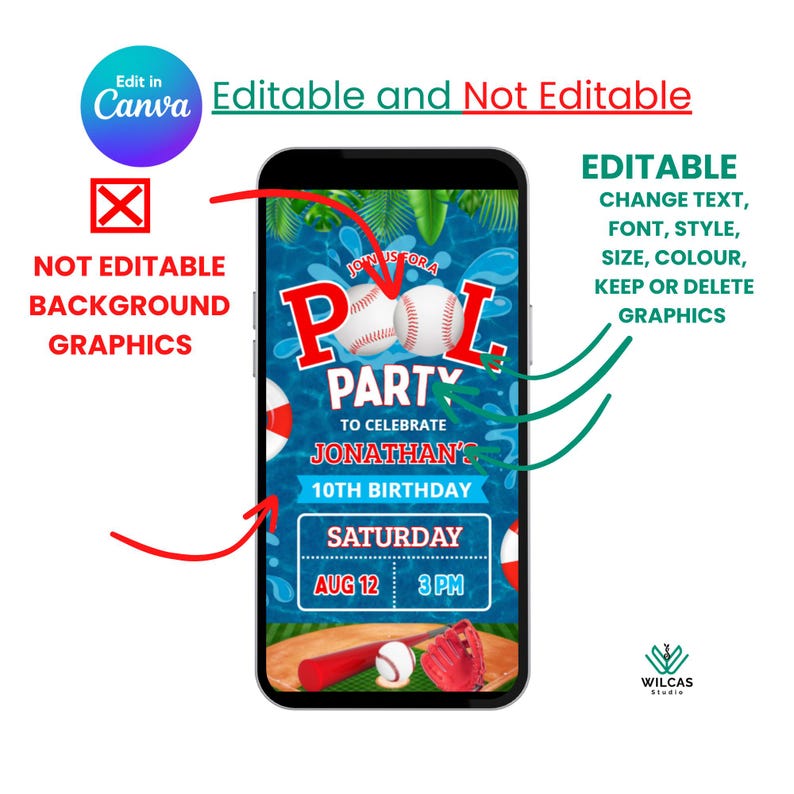 Baseball Pool Party Birthday Video Invitation With Music, Animated ...