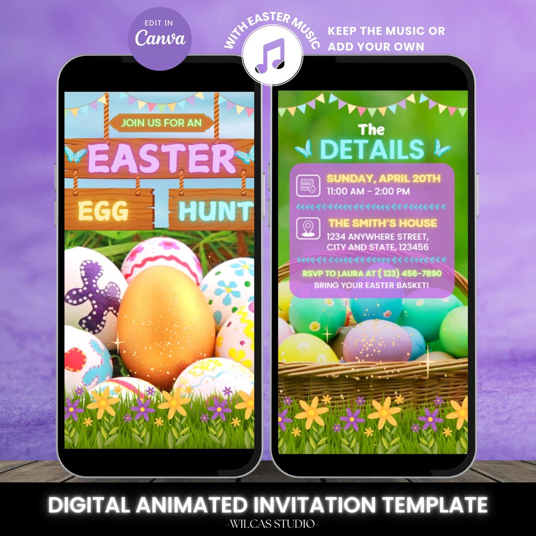 Editable Easter Egg Hunt Invitation With Music, Digital Invitation ...