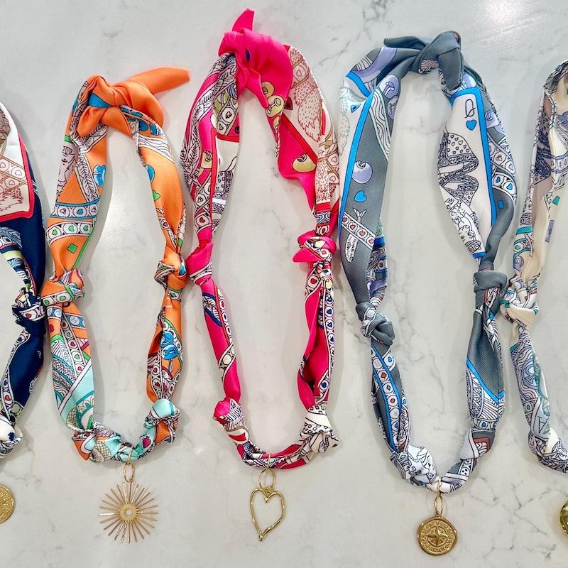 Scarf Necklace With Charm - Etsy