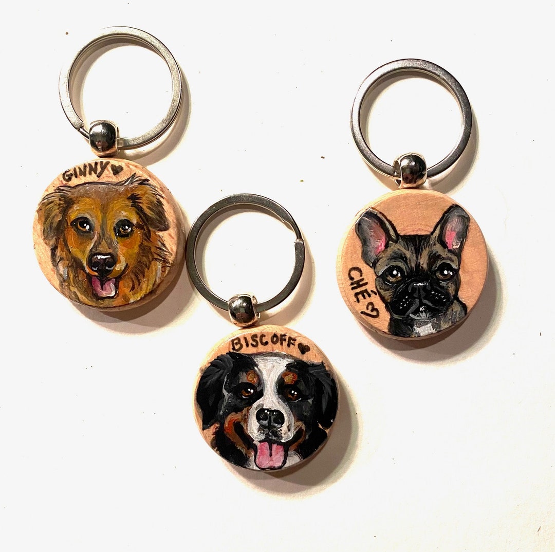 Custom Pet Keychain, Hand Painted, Dog Artwork, Cat Artwork, Pet Parent ...