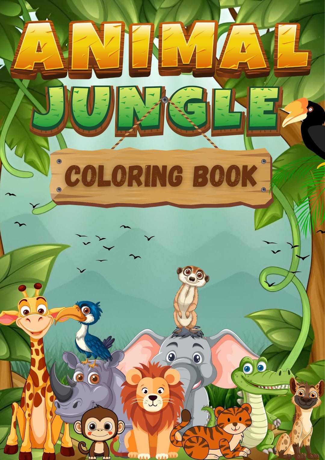 Animal Jungle Coloring Book - Etsy
