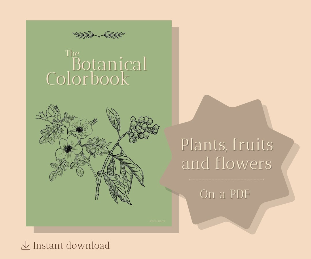 Plants Coloring Book for Adults - Instant Digital Download of Floral ...
