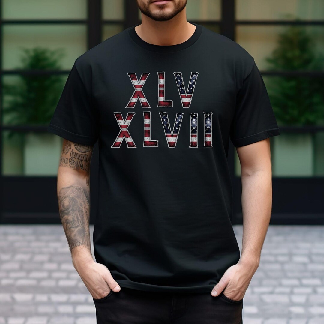 Roman Numerals Shirt 45 47 Shirt Trump Mens American Flag Shirt Dark ...