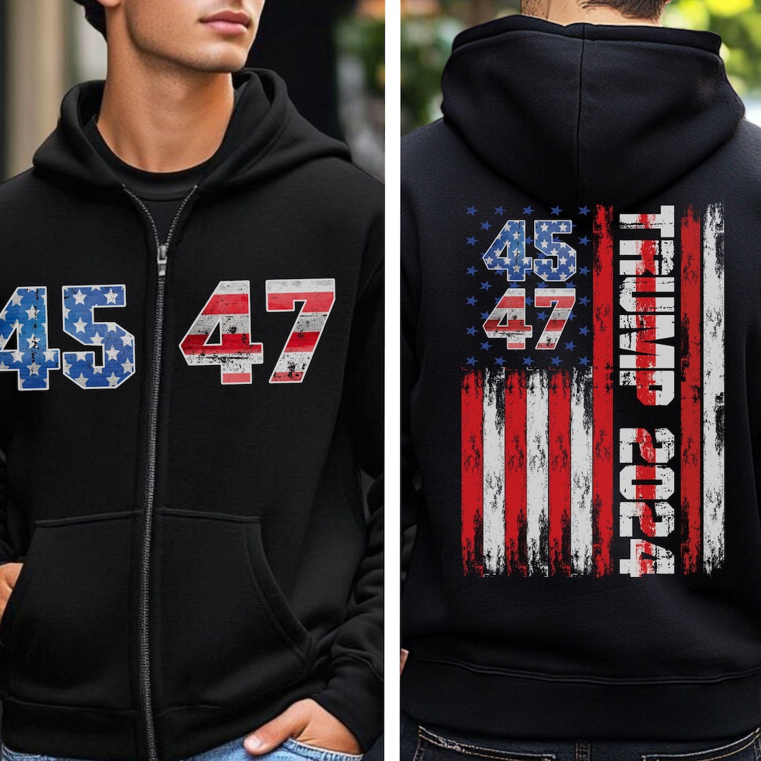 Trump Merch Black Zip up Hoodie Unisex Trump Hoodie 2024 Trump Vance 45 ...