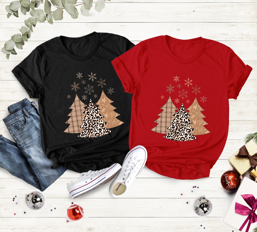 Leopard Christmas Trees Shirt Christmas Tree Shirt Leopard - Etsy