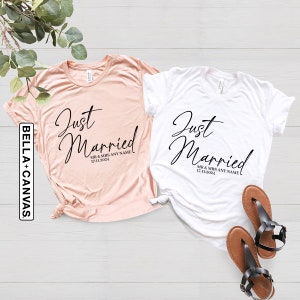 Just Married T-shirt | Personalised Husband and Wife Couples Honeymoon ...