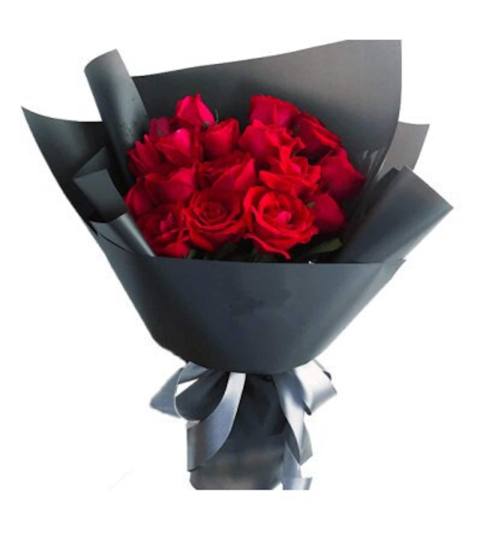 A Dozen Roses Wrapped Bouquet - Flower Delivery - Many Color Choices - Etsy