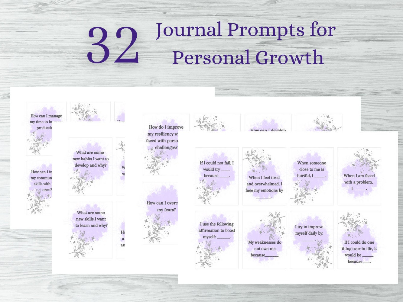 32 Printable Journal Prompt Cards for Personal Growth Digital - Etsy