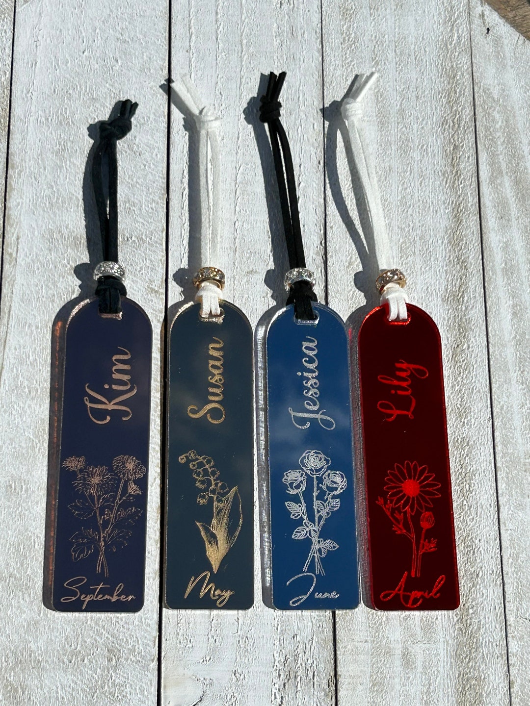 Custom Birth Month Bookmark | Birth Flower | Personalized Gift for Her ...