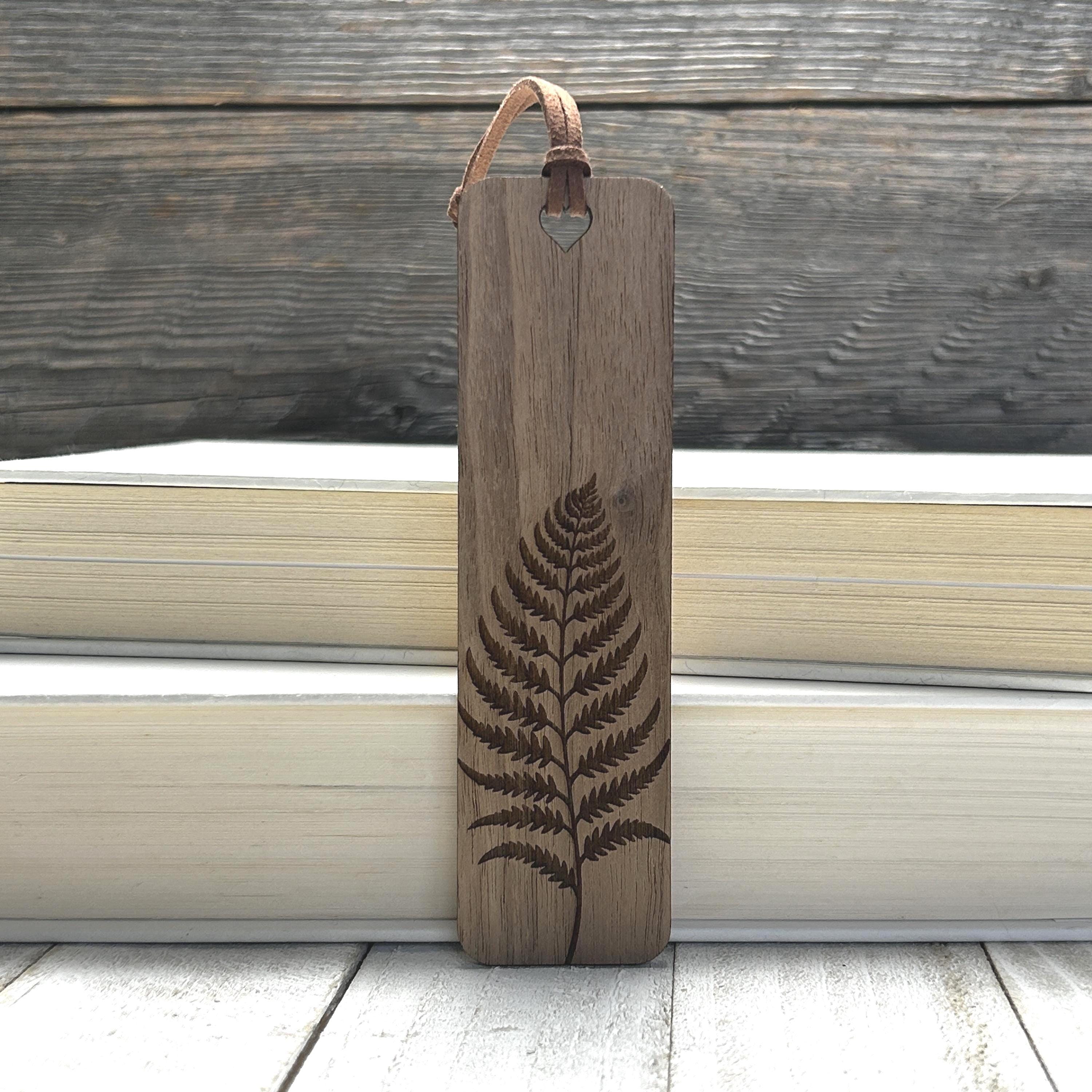 Personalized Fern Leaf Wooden Bookmark, Laser Engraved, Custom Book ...