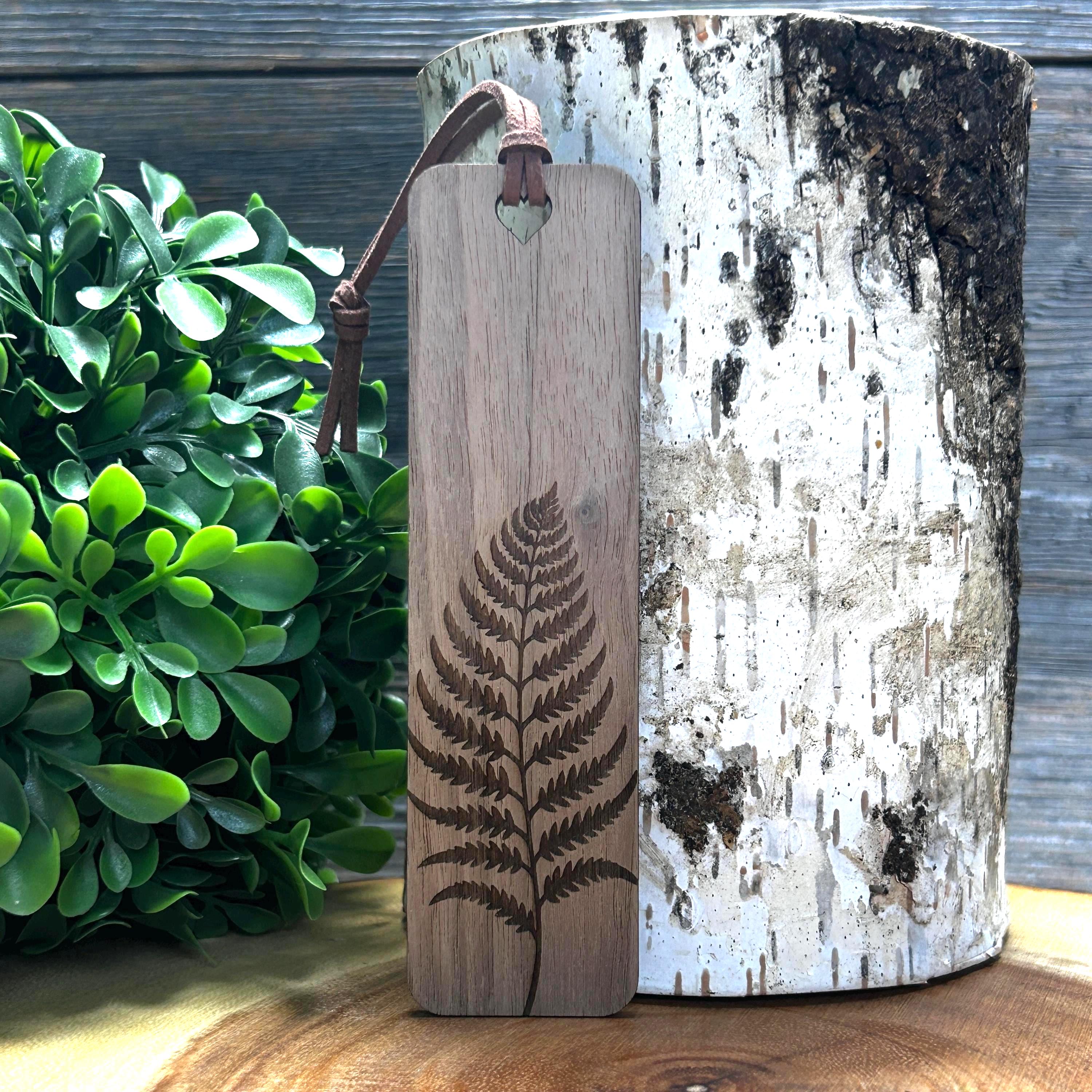 Personalized Fern Leaf Wooden Bookmark, Laser Engraved, Custom Book ...