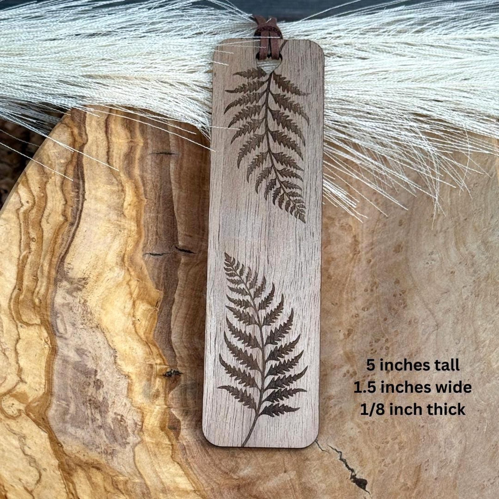 Personalized Wooden Bookmark – Fern Engraved Wood Book Mark, Gift for ...