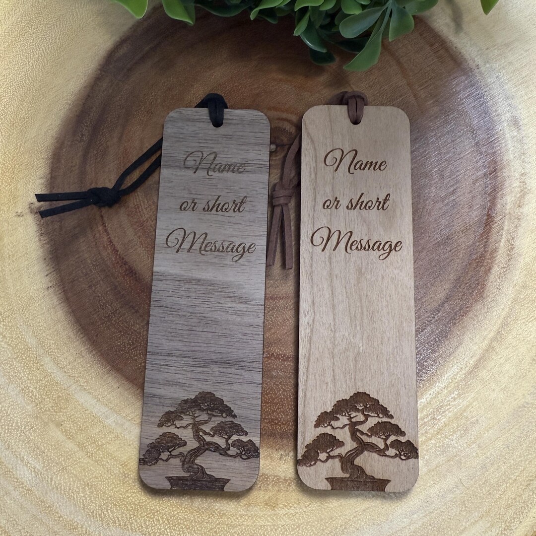 Bonsai Tree Wooden Bookmark, Personalized Gift, Custom Name or Message ...