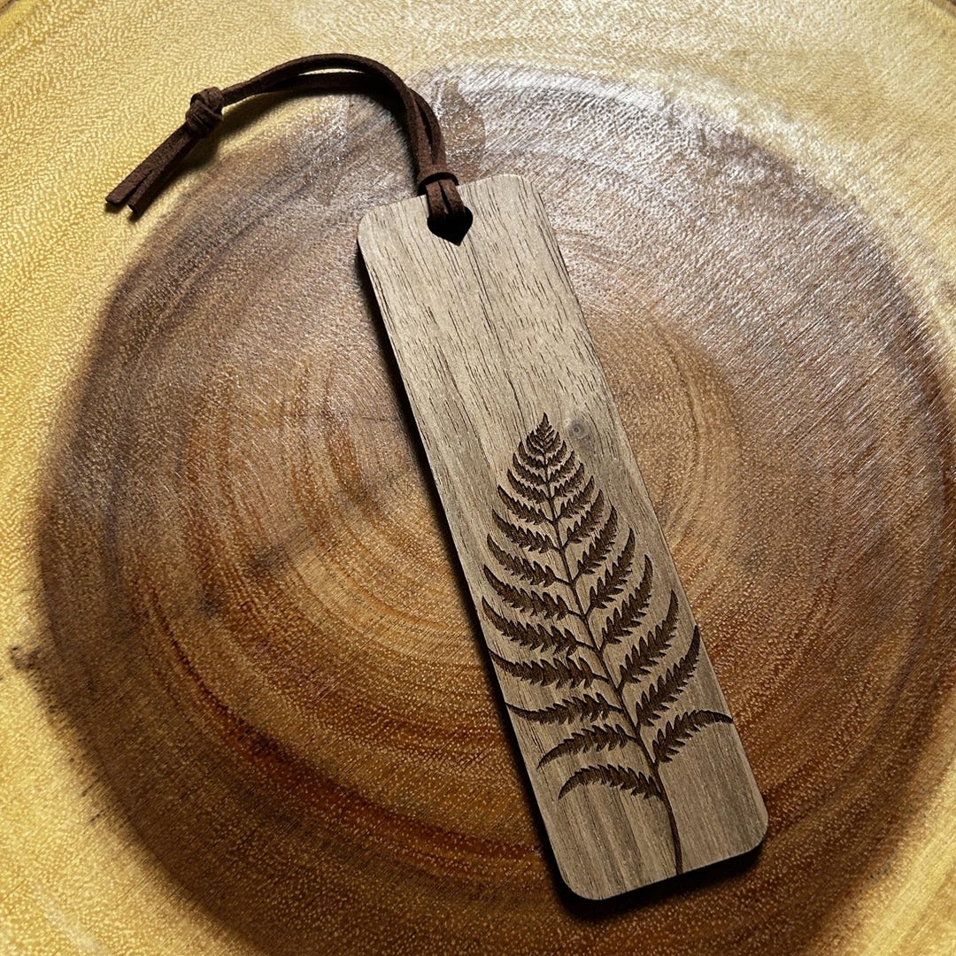 Personalized Fern Leaf Wooden Bookmark, Laser Engraved, Custom Book ...