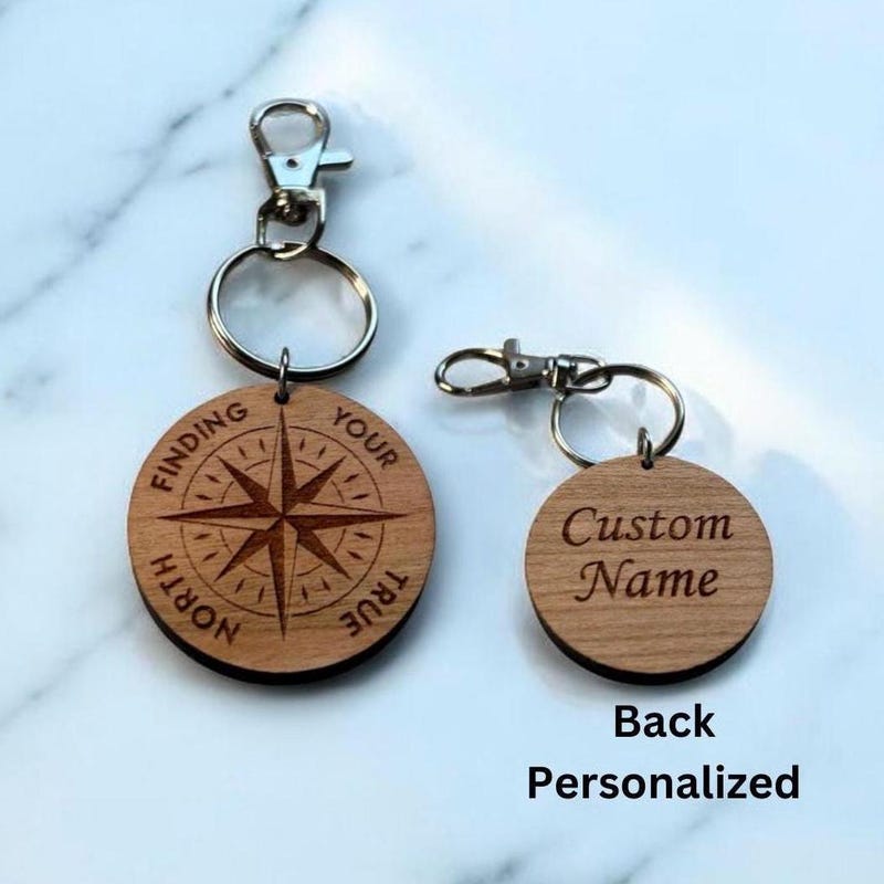 Engraved Compass Keychain - Etsy