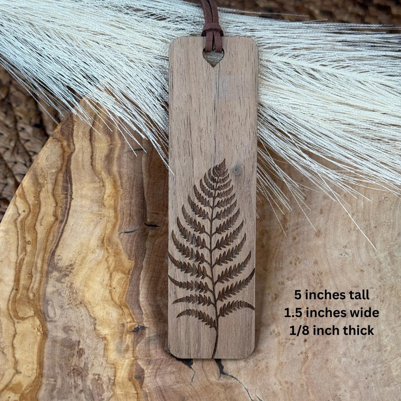 Personalized Fern Leaf Wooden Bookmark, Laser Engraved, Custom Book ...