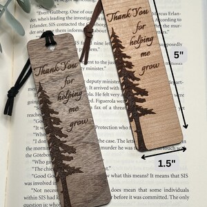 Thank You for Helping Me Grow, Custom Name Wooden Bookmark With a Tree ...