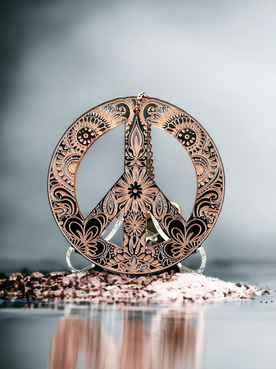 Peace Sign Car Charm | Mirrored Acrylic | Laser Engraved | Car ...