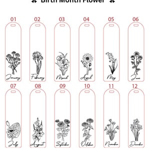 Custom Birth Month Bookmark | Birth Flower | Personalized Gift for Her ...