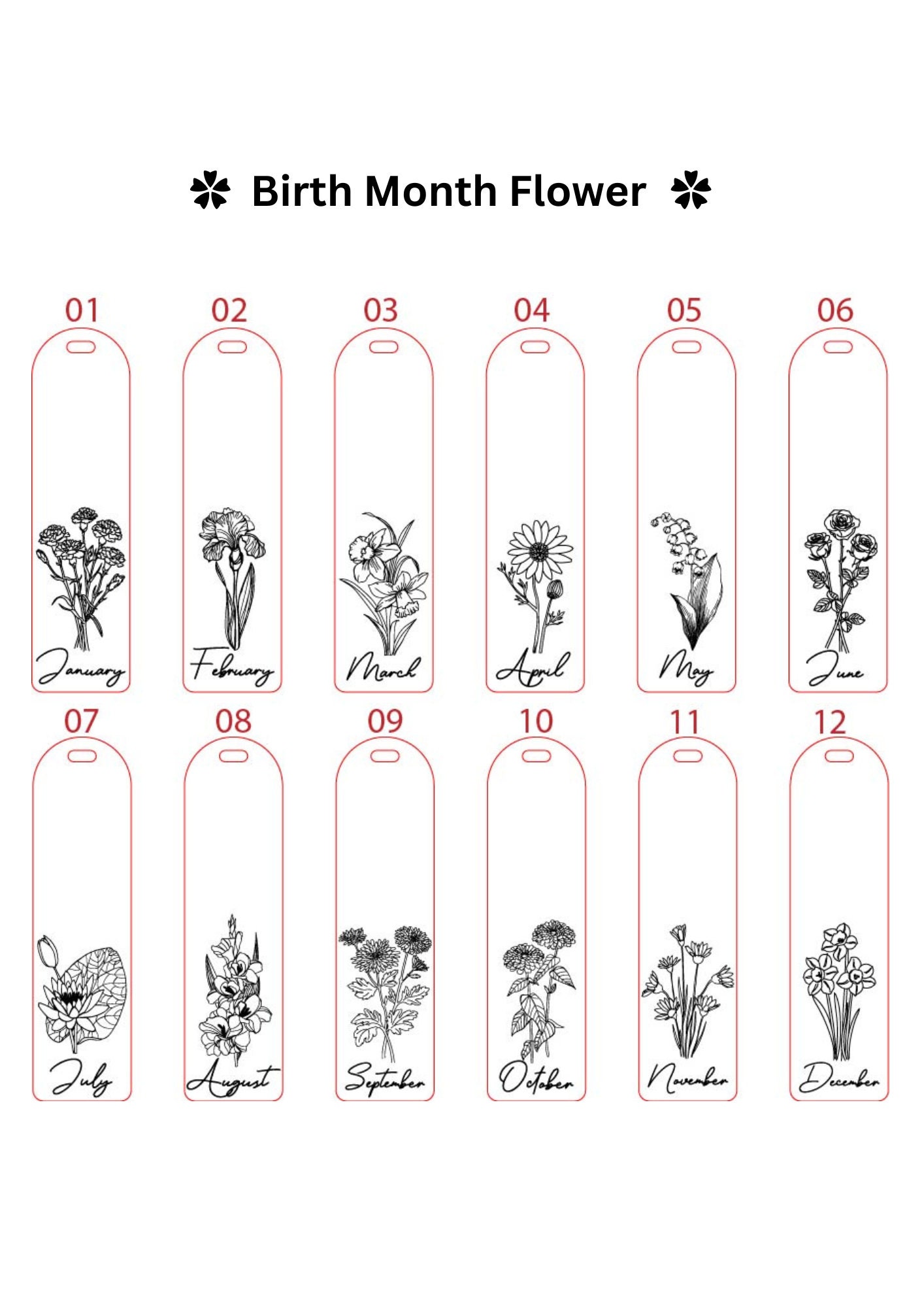 Custom Birth Month Bookmark Birth Flower Personalized Gift - Etsy