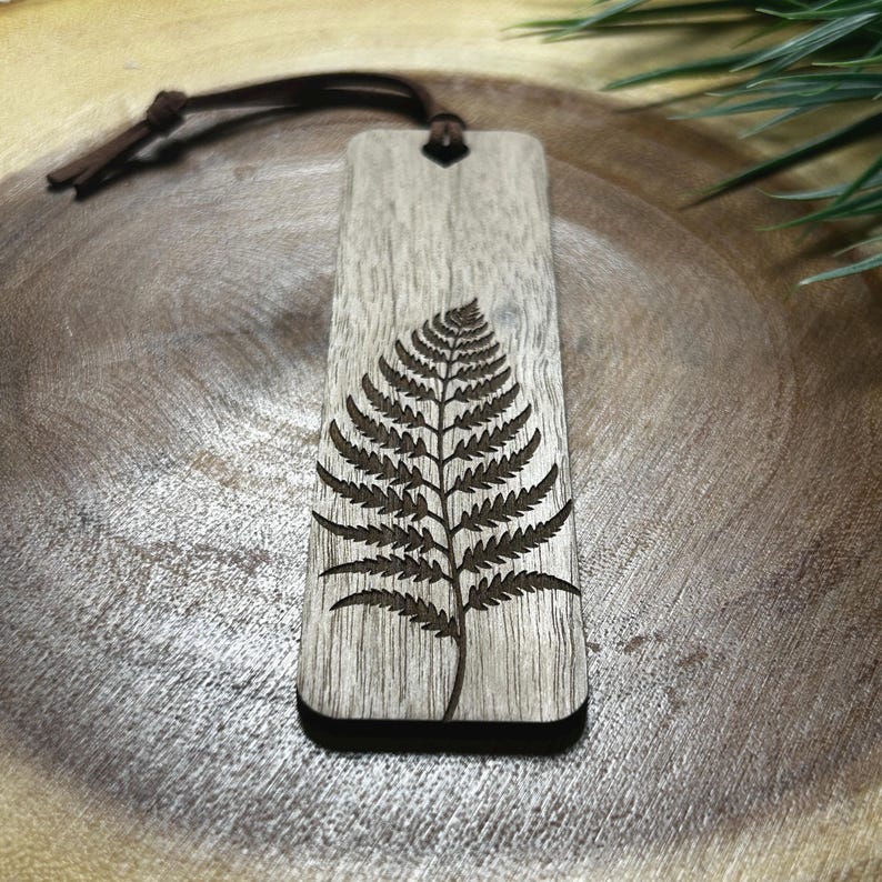 Personalized Fern Leaf Wooden Bookmark, Laser Engraved, Custom Book ...