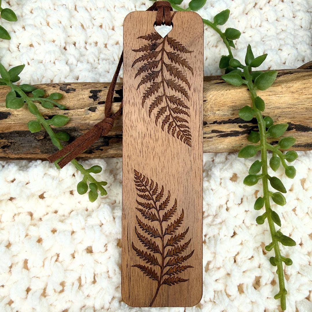 Fern Leaf Wooden Bookmark, Personalized Reading Accessory, Engraved ...