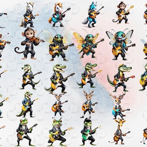 100+ Cute Cartoon Animals Playing Guitars Singing Songs. Animals ...