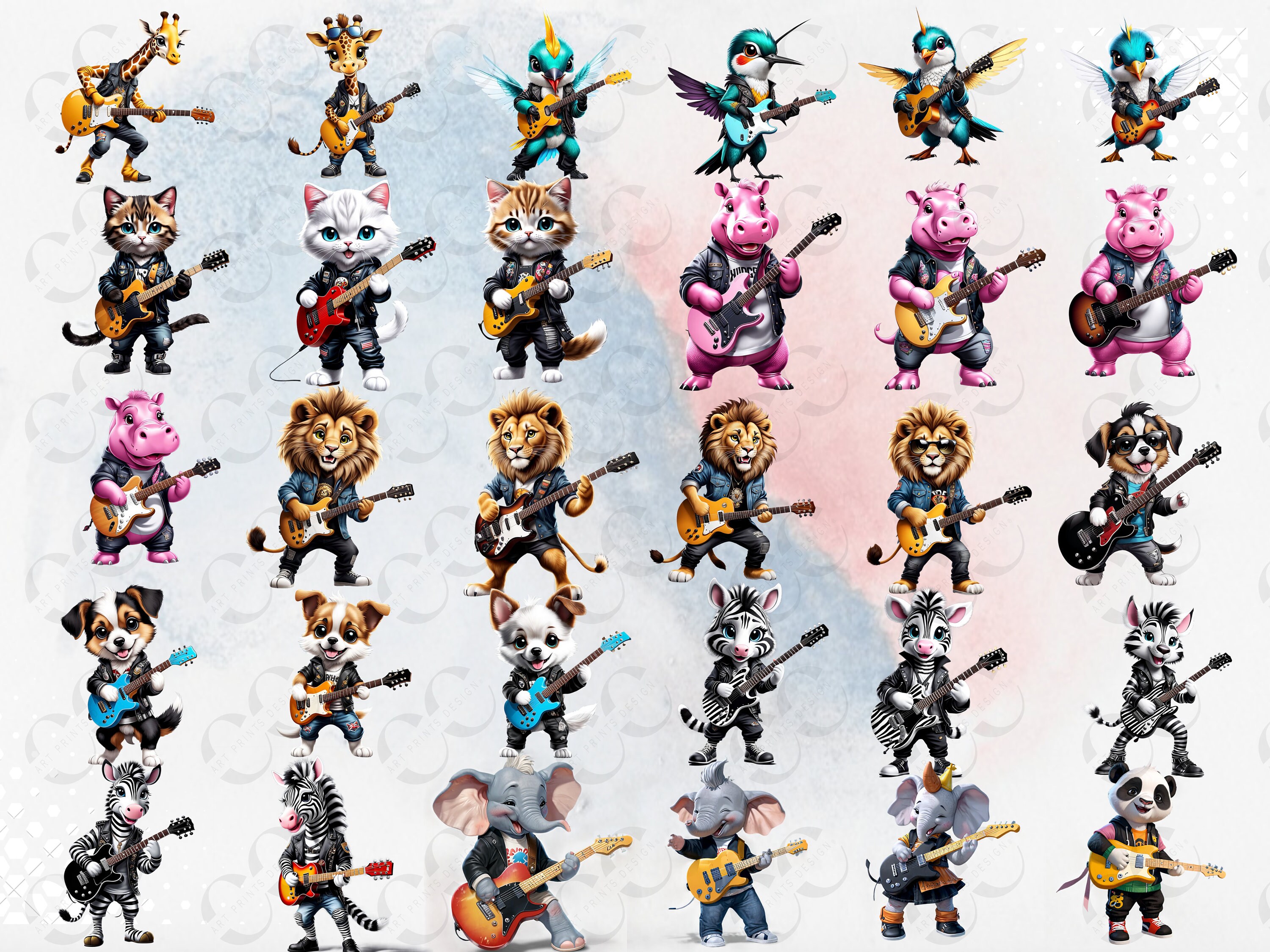 100 Cute Cartoon Animals Playing Guitars Singing Songs. Animals ...