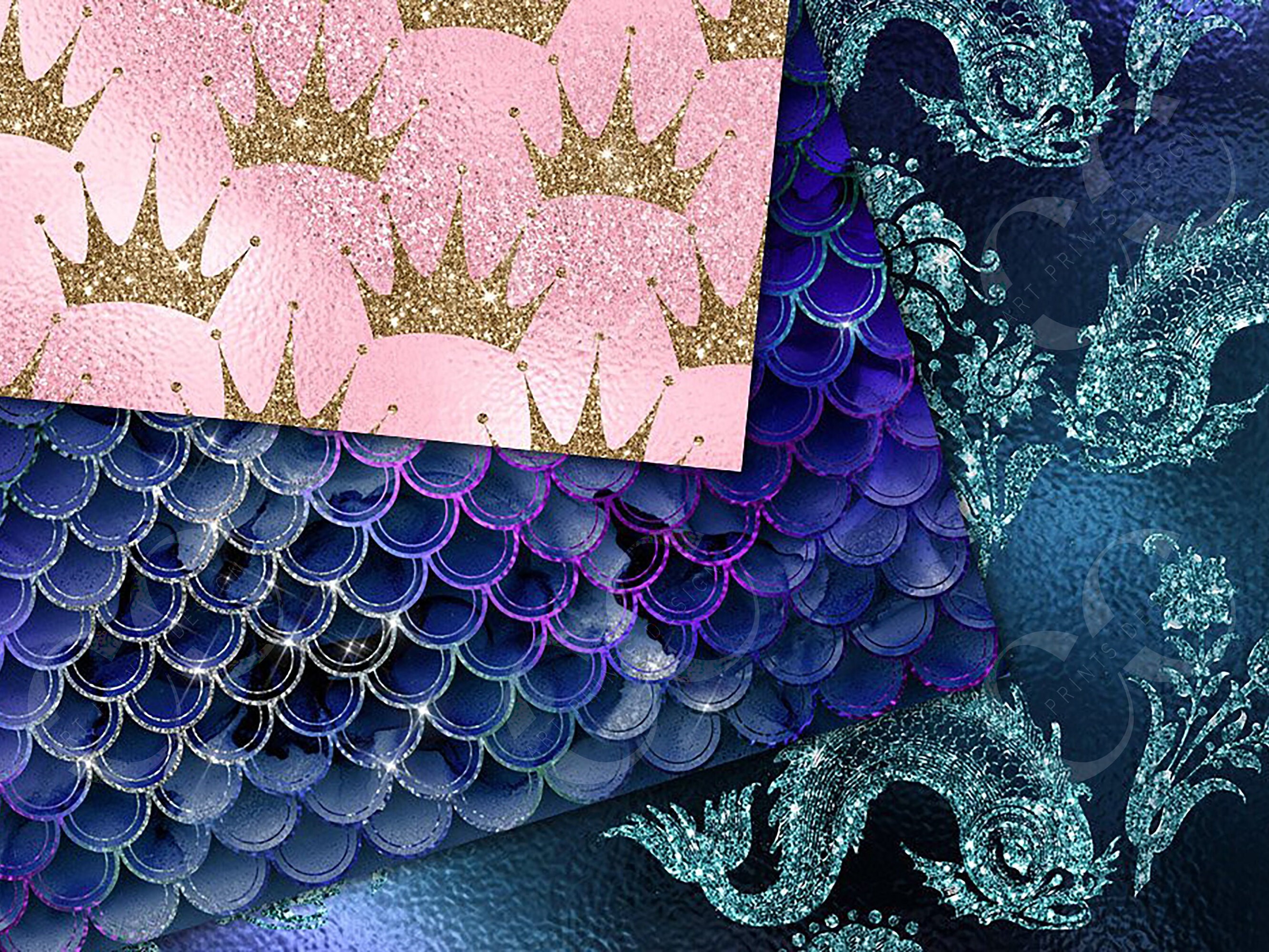 20 Mermaid Glitter Digital Papers | Mermaid Glitter Textures | 12" 300 ...