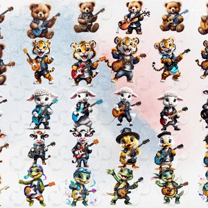 100+ Cute Cartoon Animals Playing Guitars Singing Songs. Animals ...