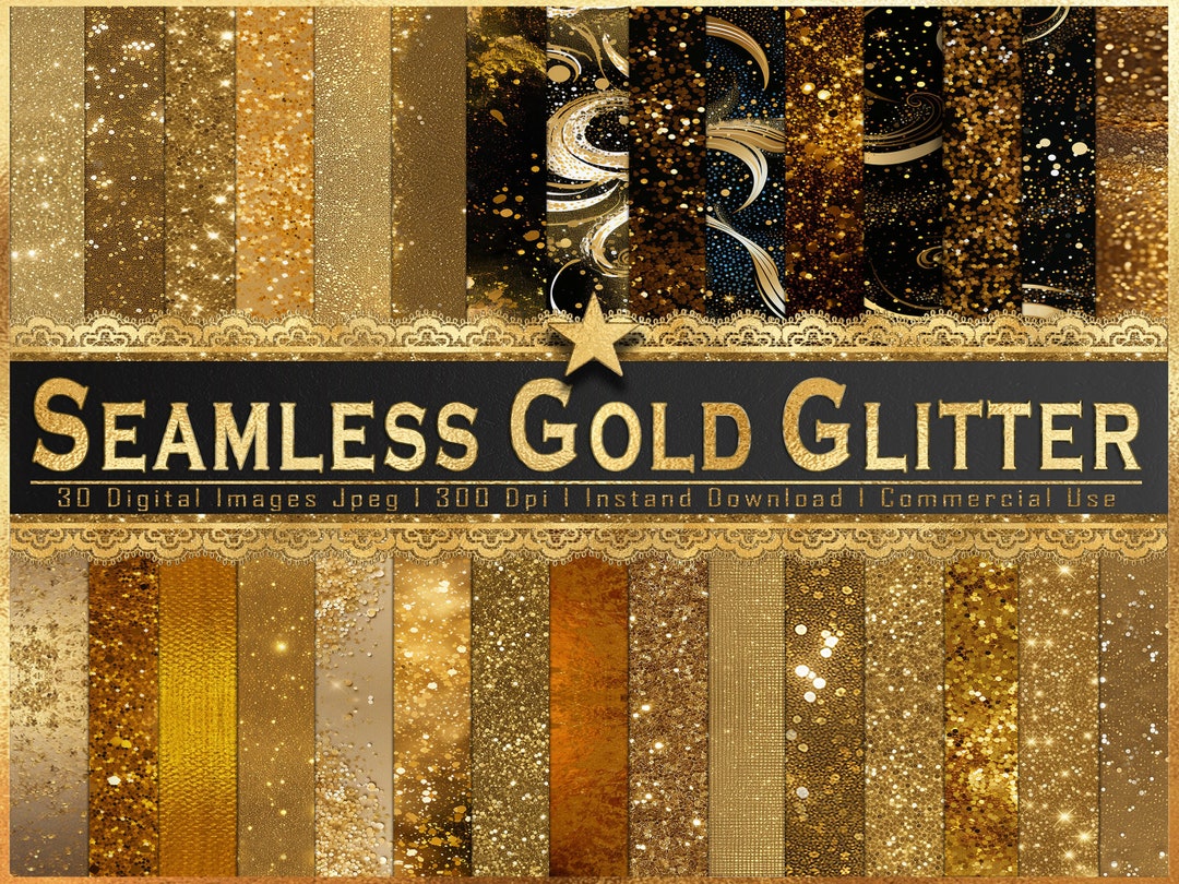 30 Gold Glitter Digital Papers | Gold Glitter Textures | 12" 300 Dpi ...