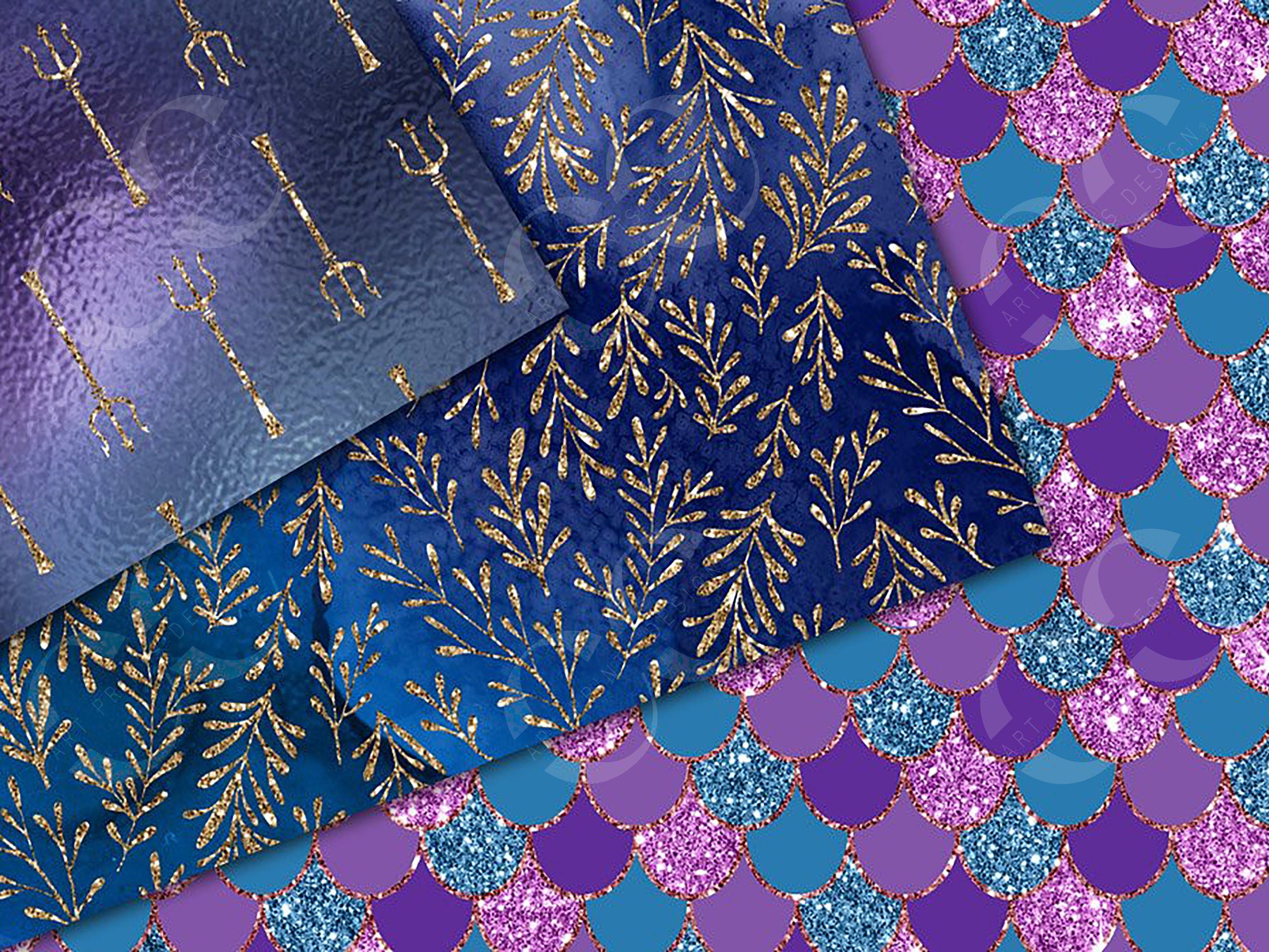 20 Mermaid Glitter Digital Papers | Mermaid Glitter Textures | 12" 300 ...