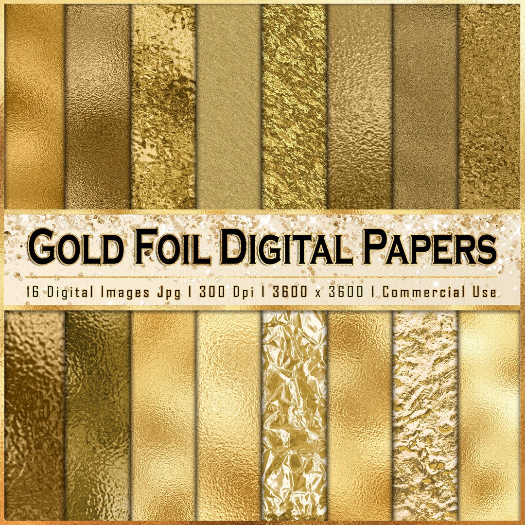 16 Gold Foil Glitter Digital Papers Gold Glitter Textures 12 300 Dpi ...