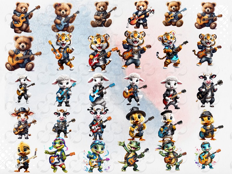 100 Cute Cartoon Animals Playing Guitars Singing Songs. Animals ...