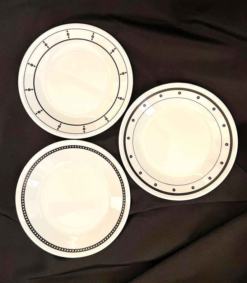 Corelle Black and White Dinnerware | Dinner Plates | - Etsy